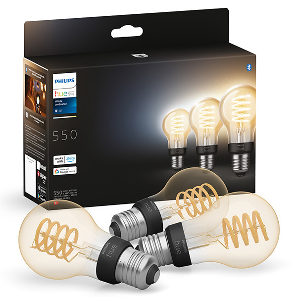 Philips Hue lamp E27 | Peer A60 | Goud | White Ambiance | Zigbee | 7W 3 stuks Philips HUE 123led.nl